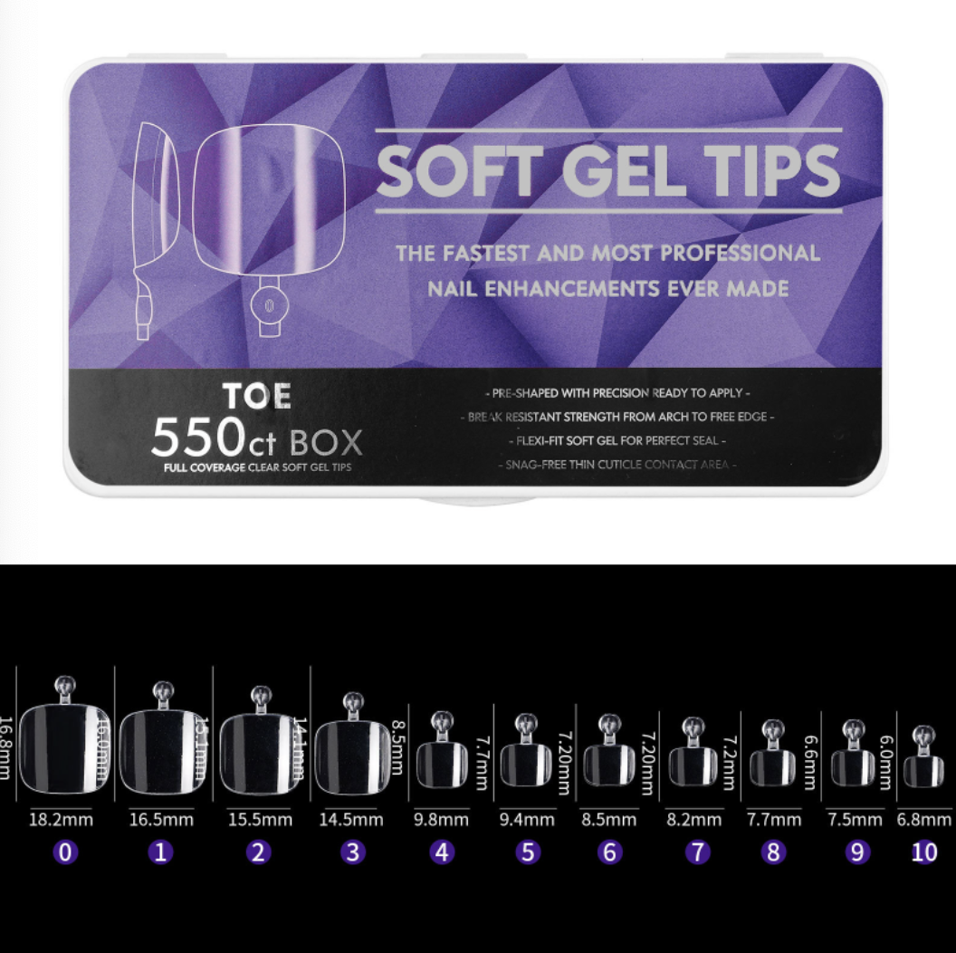 Full Coverage Clear Soft Gel Tips Toe 550PCS (15)