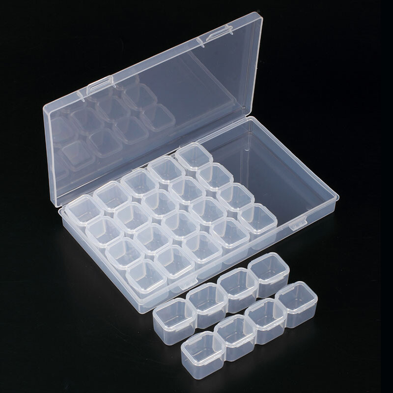 Rhinestone Storage Organizer Box, 28 Grid Clear Plastic False Nail Art ...