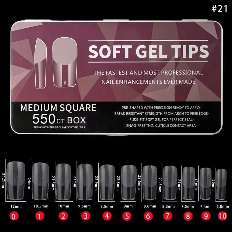 Promotion - French coverage Medium Square Clear Soft Gel Tips 550PCS (16)