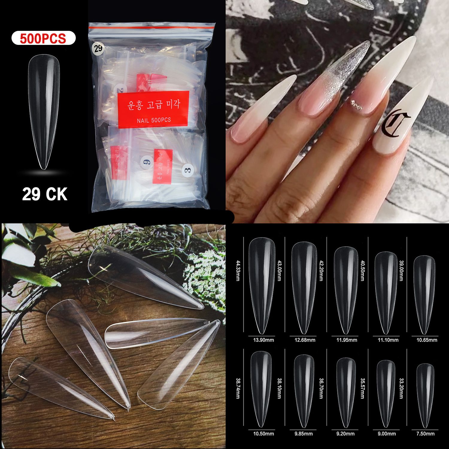 29 Long Stiletto Nail Tips 500pcs Packet