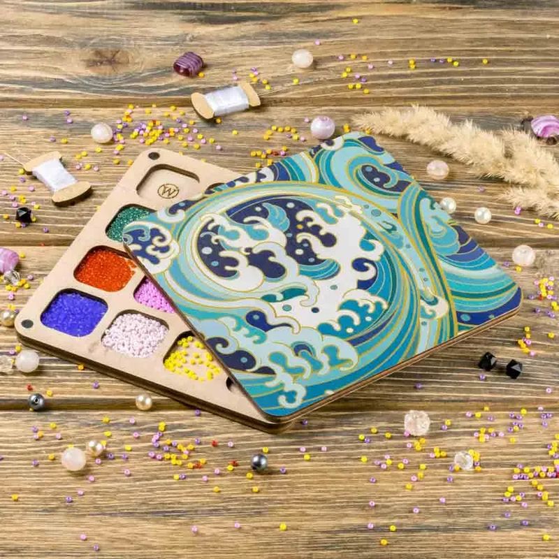 Ocean Wave Bead Organizer With Wooden Lid by Wonderland Crafts Square ...