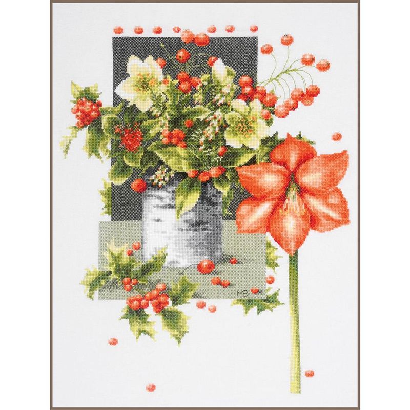 Create Stunning Holly Jolly Amaryllis Cross Stitch—OrAbeille
