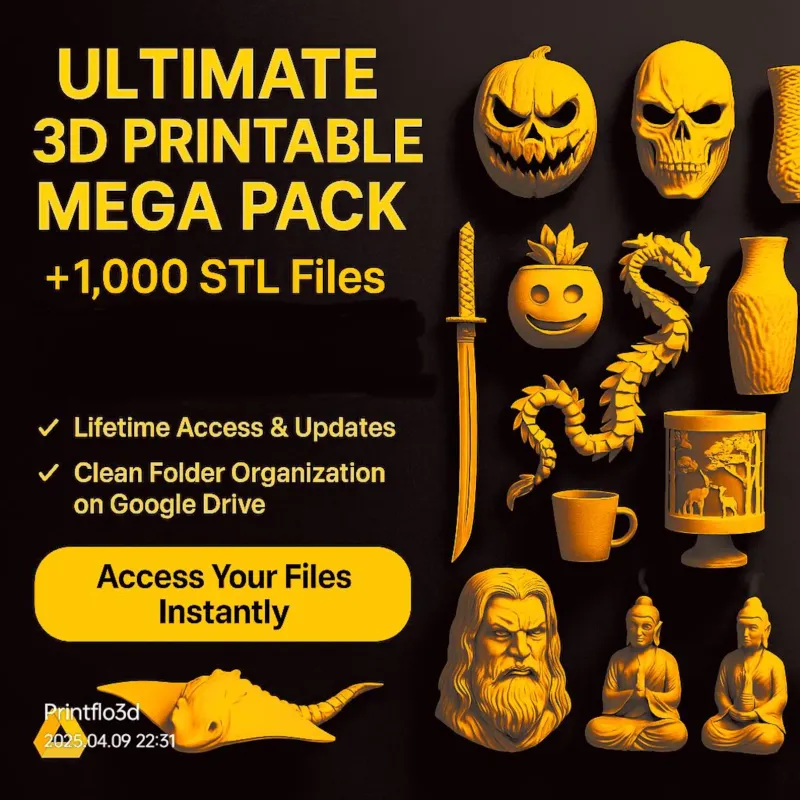 Mega Pack STL FILES ,articulated, masks, household, wall art, book ...