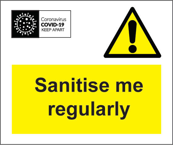 Covid-19 Sign: Hands must be sanitised- Sticker 400x600