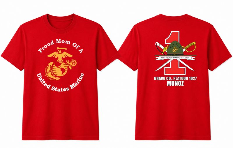 Red Custom Family USMC Graduation Shirts