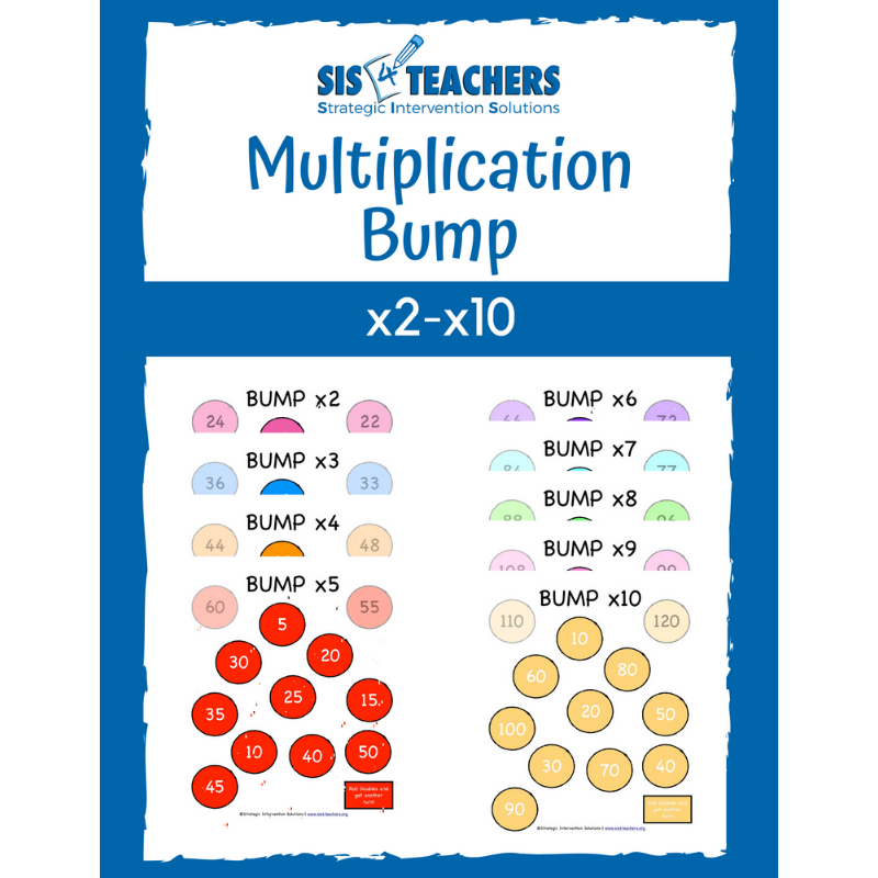 Bump Multiplication Game Board and Rules | Math Might Resources | SIS ...