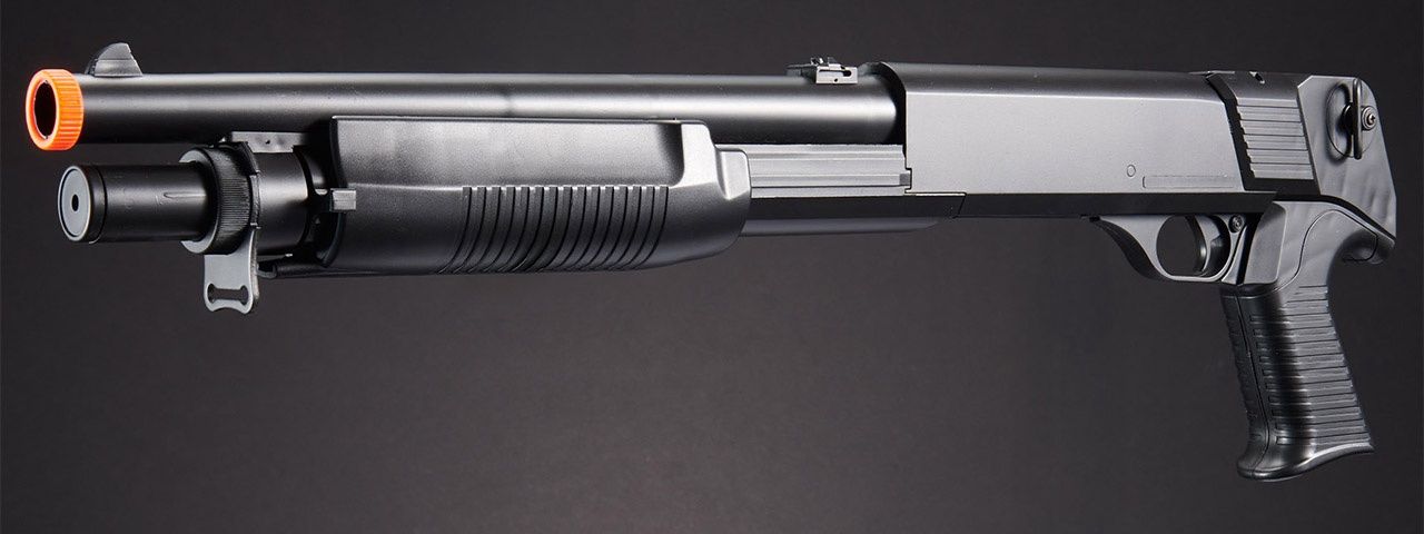 UKARMS M183A1 Airsoft Spring Shotgun with 4 Bullet Shells, Pistol Grip