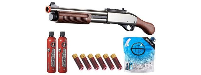Golden Eagle M8877 3/6-Shot Pump Action Gas Airsoft Sawed-Off Shotgun ...