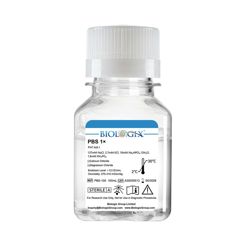 Biologix® PBS Buffer ( 1X ), pH7.4, Low Endotoxin, 100mL/Bottle, 20 ...
