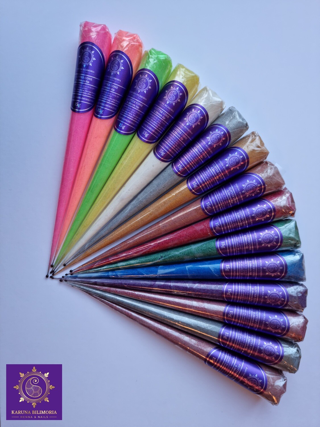 Pack of 15 Glitter Gel Cones