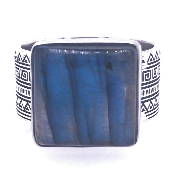 Labradorite Sacred Tribe Unisex Square Ring