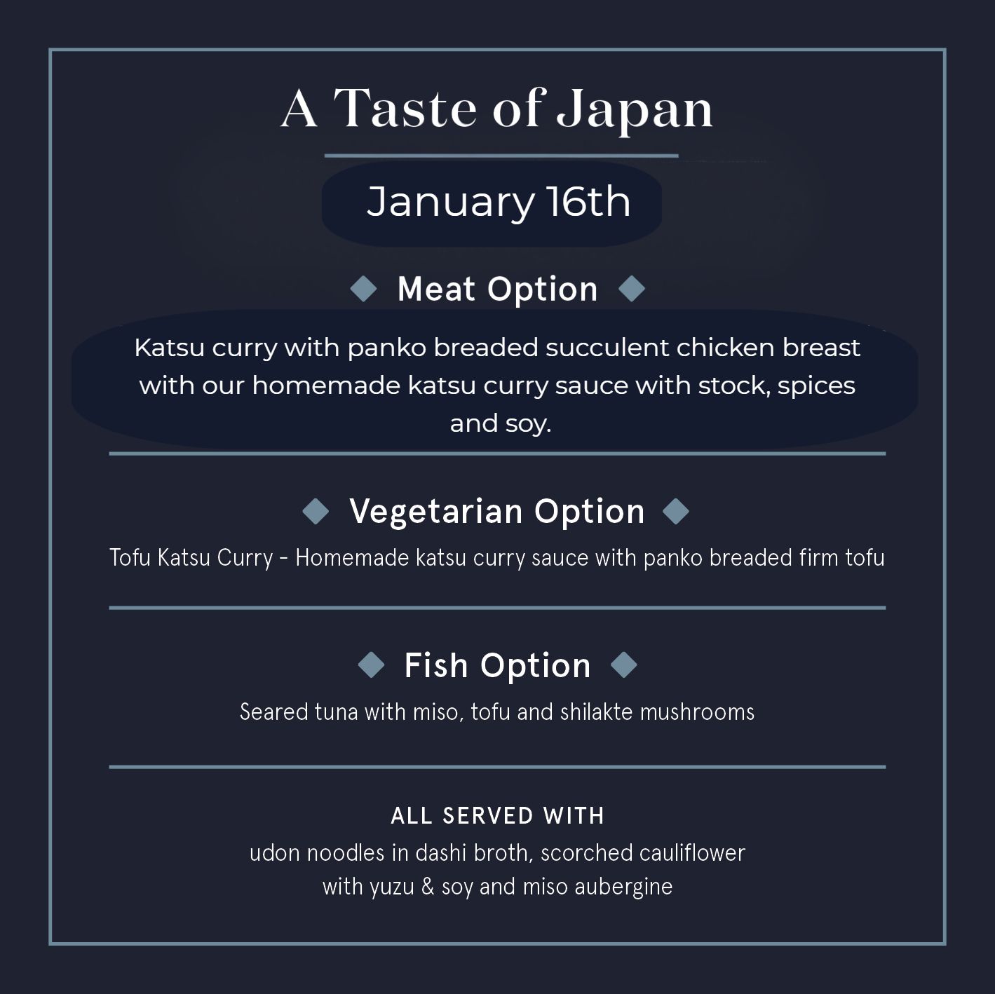 January 16th Dublicious Delivers - A Taste of Japan