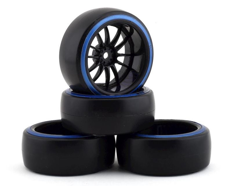Firebrand RC Char D29B Pre-Mounted 2-Piece Slick Drift Tires (4) (Black ...