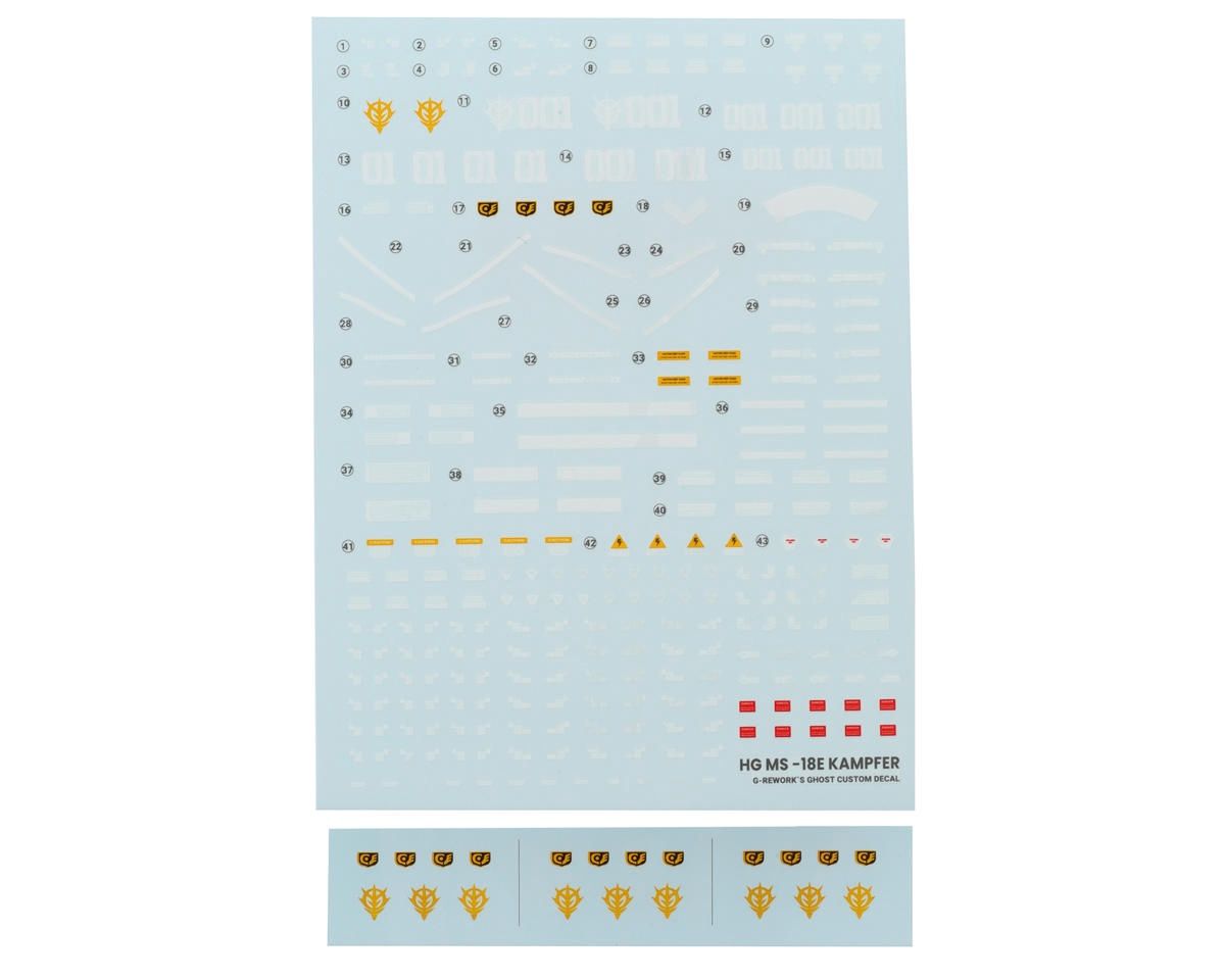 G-Rework HG MS-18E Kampfer Gundam Waterslide Decal Sheet