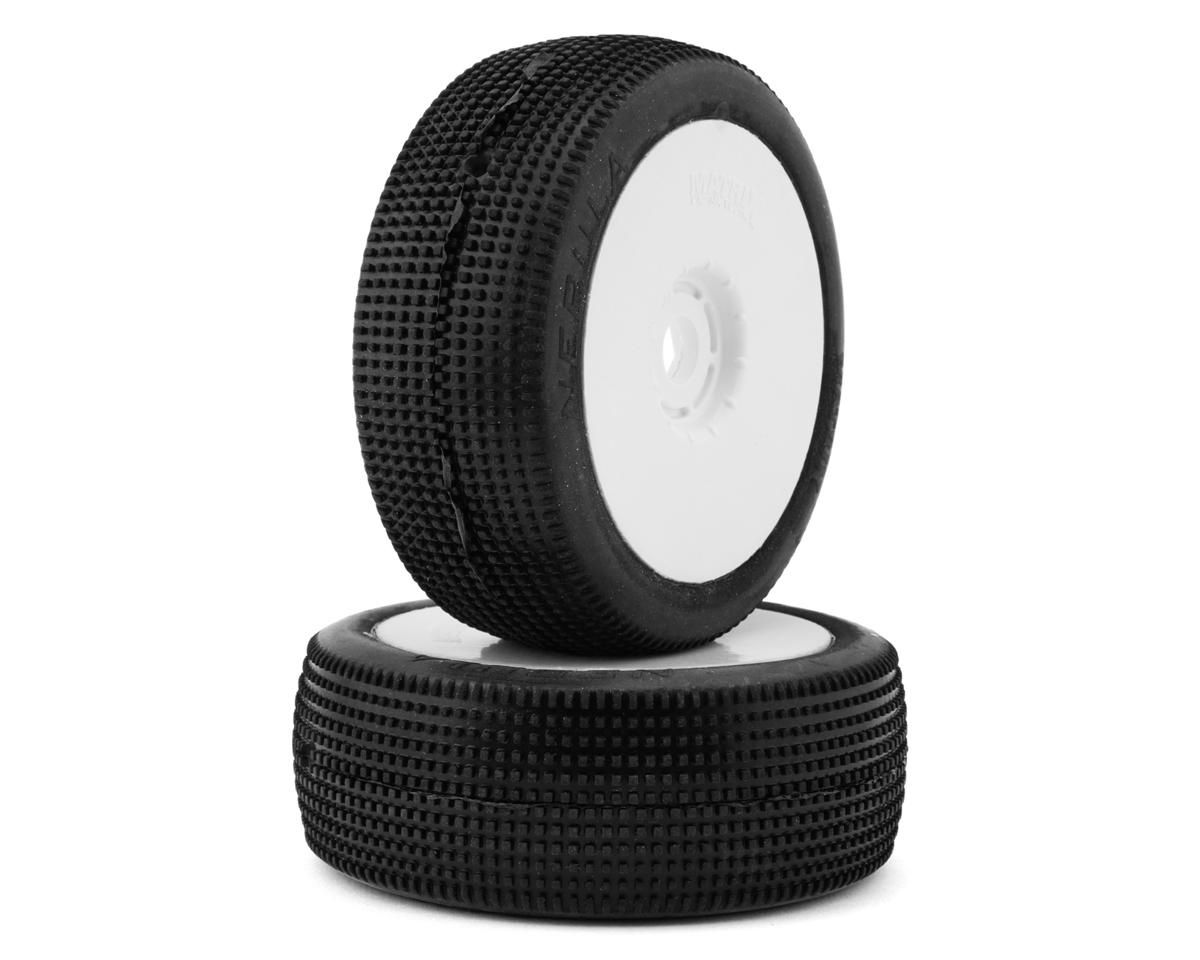Matrix Nebula 1/8 Pre-Mounted Buggy Tires (White) (2) (Clay Soft)