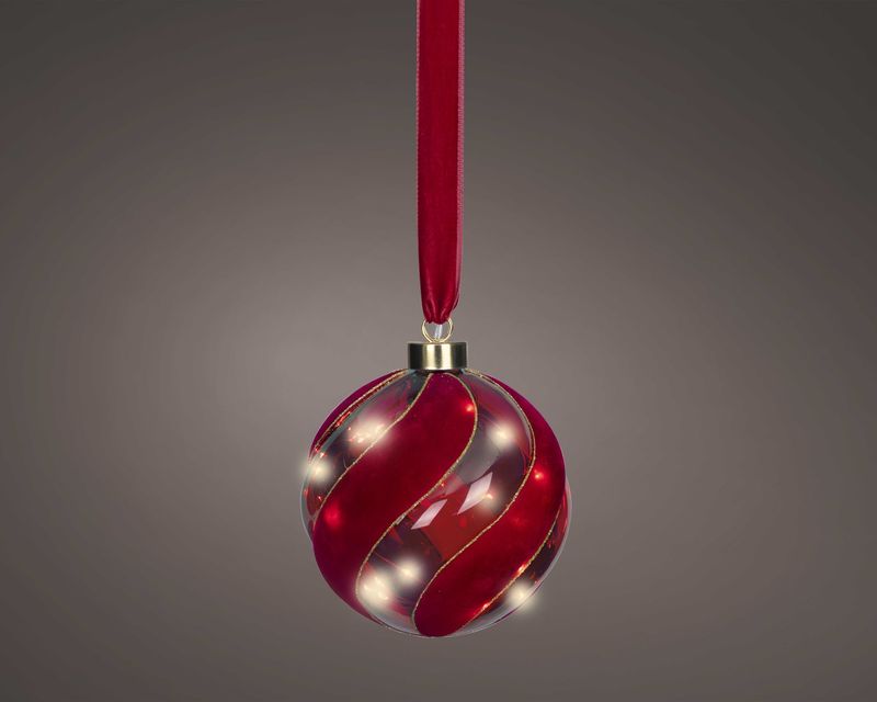 RED LG BALL SHAPED BAUBLE LED HANGING