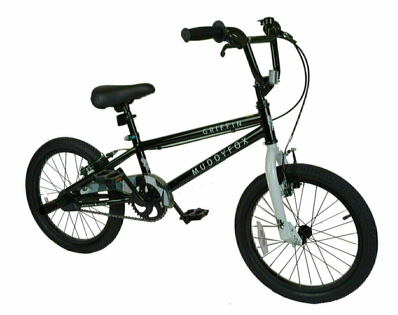 Muddyfox Griffin 18" BMX Bike with Stunt Pegs in Black and White
