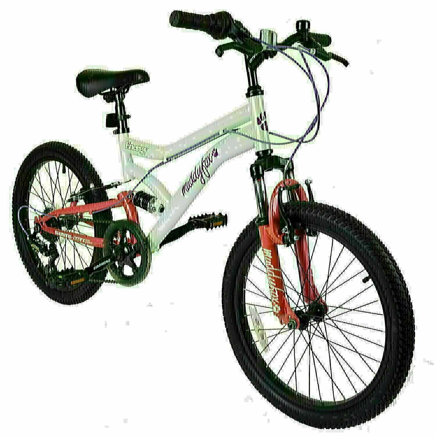 Muddyfox Energy 20" Girls Dual Suspension Bike in White and Pink