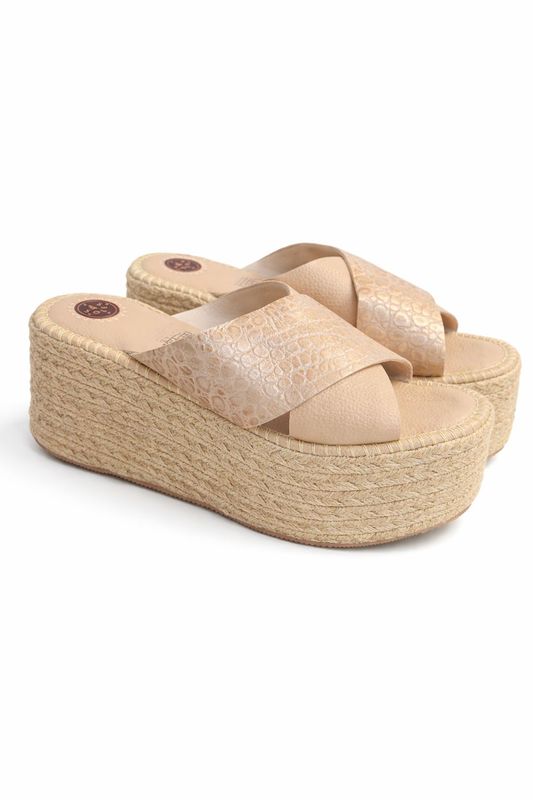Luna Leather Platform Slide