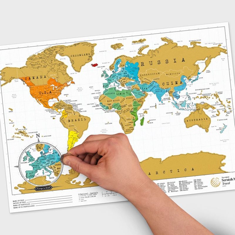 World Scratch Map - Classic Travel A3