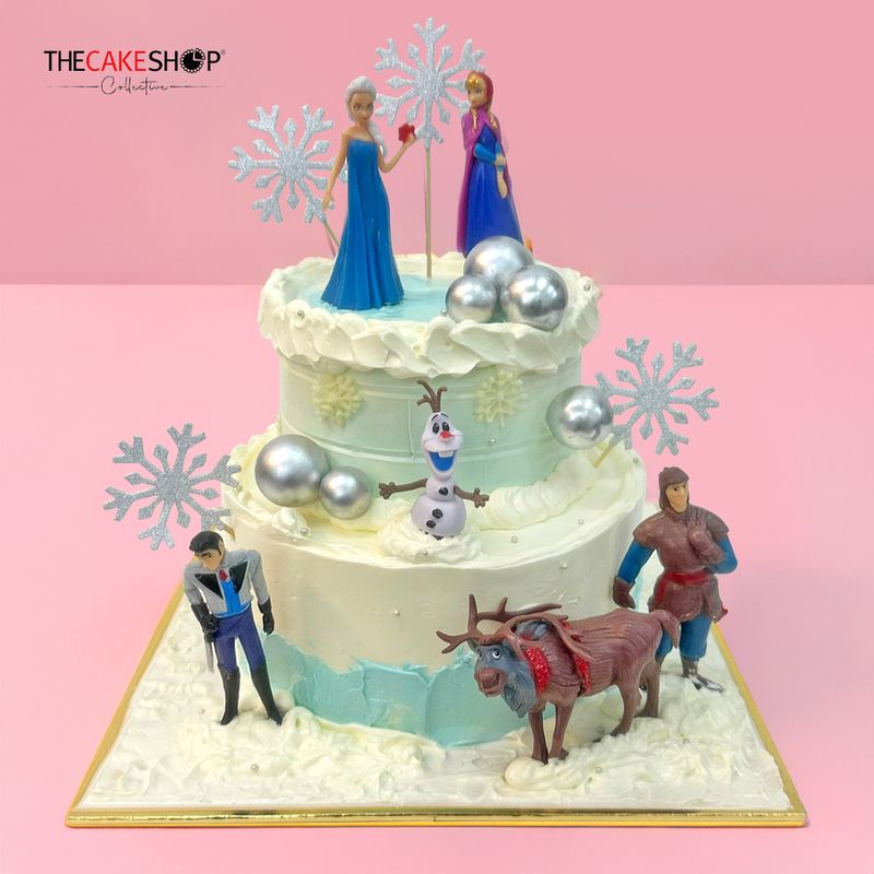 Frozen Celebrates 2-Tier Cake - Elsa & Anna Theme | Singapore