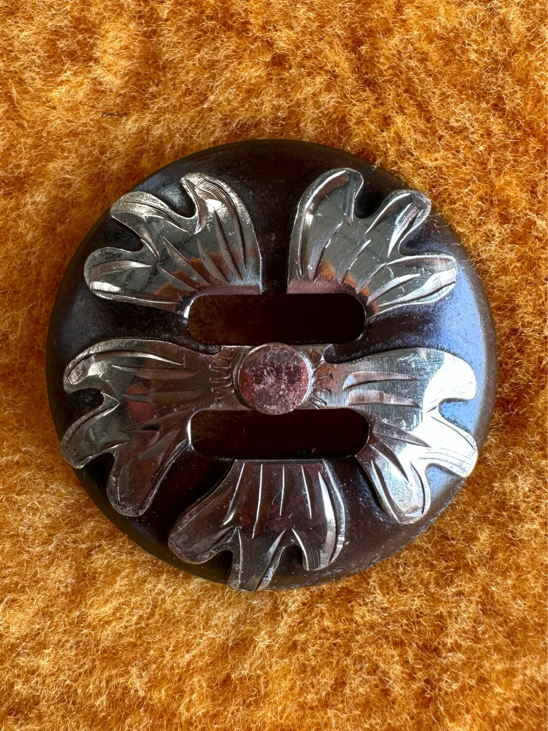 Saddle Concho Round Slotted Brown Big Flower GS Scallop Petals with ...