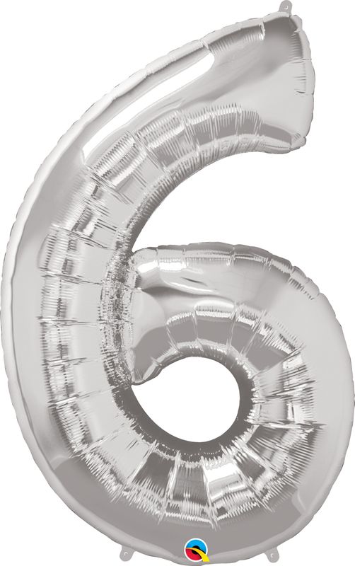 NUMBER SIX SILVER 34" BALLOON