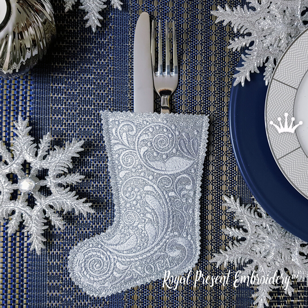 ITH Christmas stocking for Cutlery embroidery design | Royal Present ...