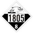 T.D.G. Placard - Vinyl Sticker - Class 8 Phosphoric Acid UN 1805