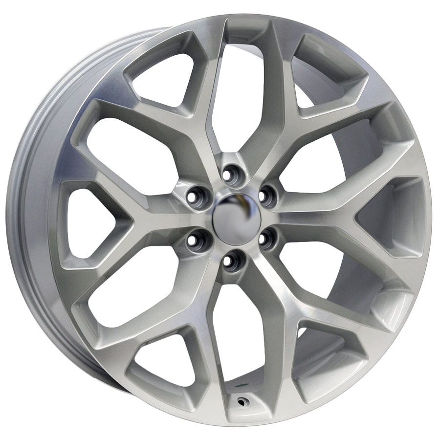 22x9 Snowflake Style Replica, Silver with CNC Face