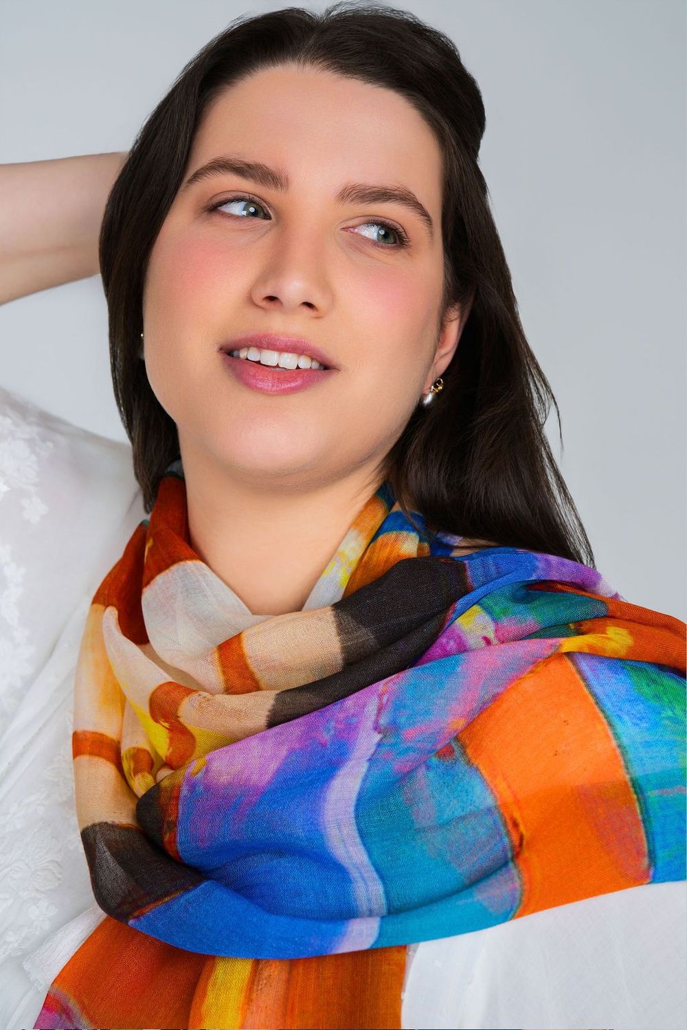 Cabana Stripe Print Modal Silk Scarf