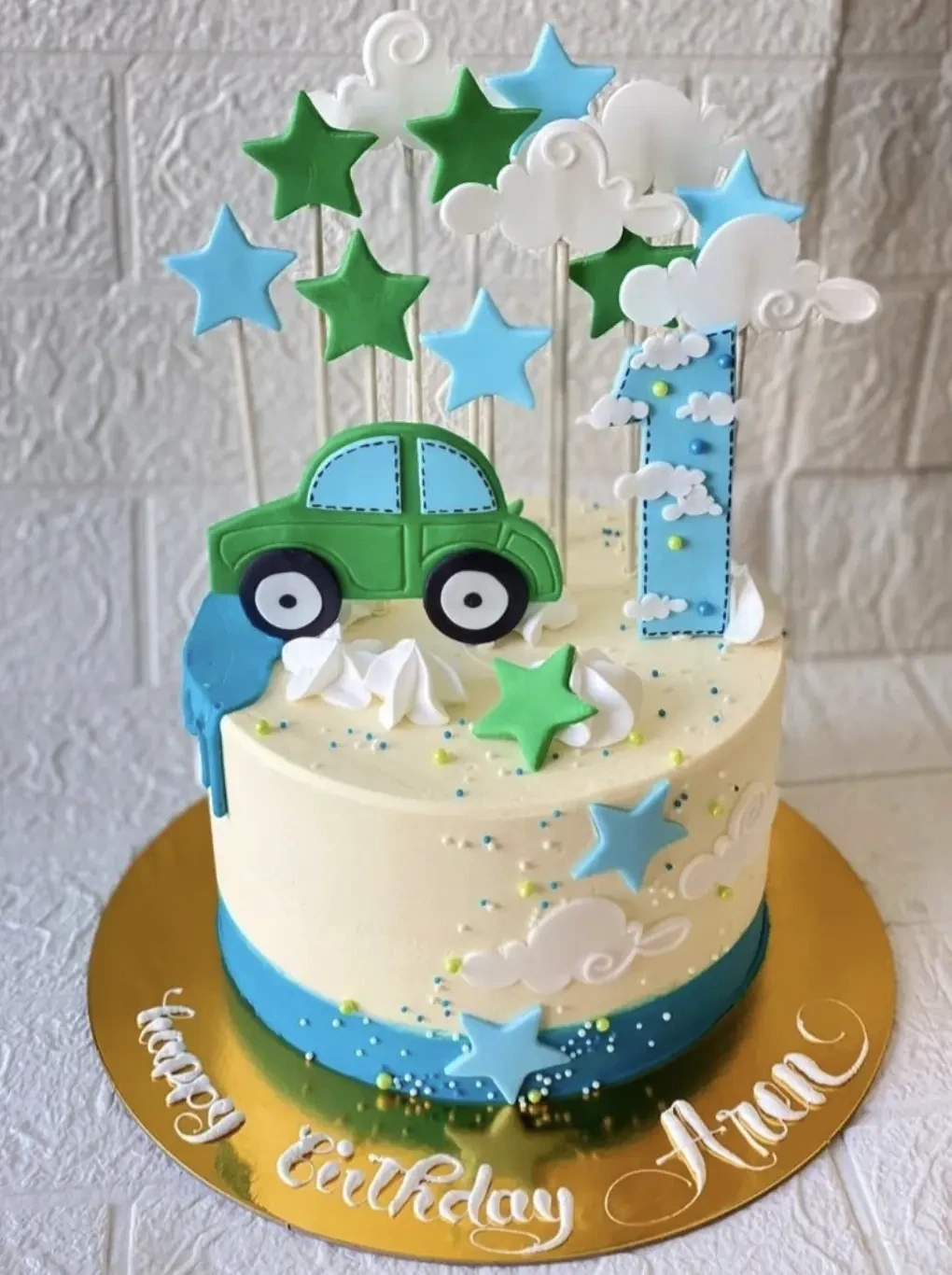 Car theme for 1st Birthday Cake