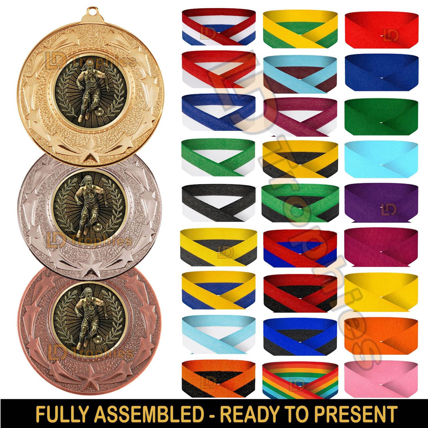 Girls Football Medals & Ribbons |Football Medal Packs | LD Trophies