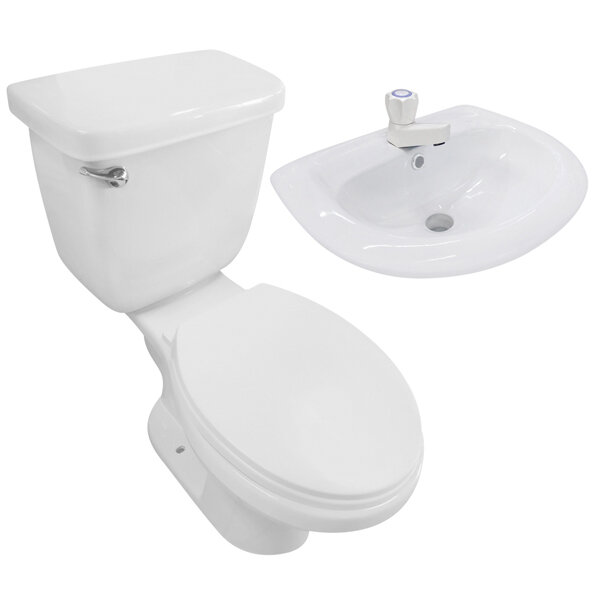 Combo Inodoro Redondo Blanco + Lavamanos Monaco