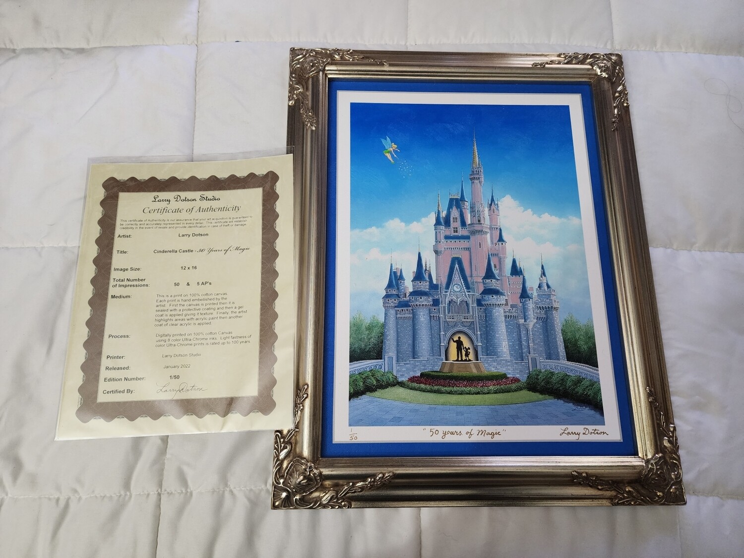 Larry Dotson "Cinderella Castle 50th" #1/50 framed LE print