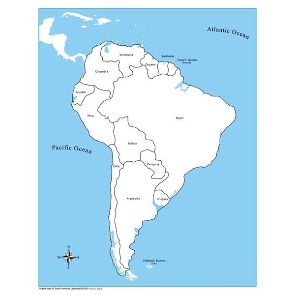 Unlabeled South America Map Control