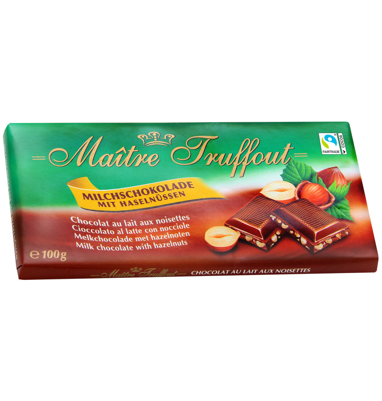 Maitre Truffout Milk chocolate with Hazelnuts - 100g