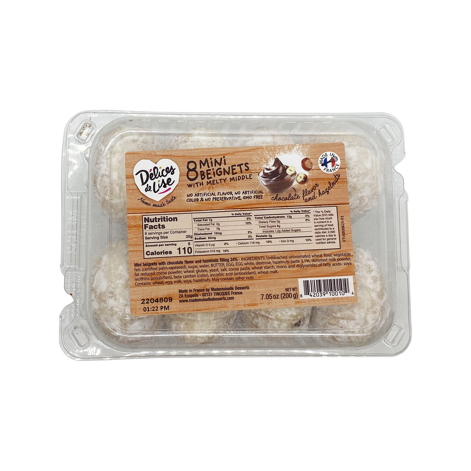 Delices de Lise 8 Mini Beignets Chocolate and Hazelnut 7.05oz France