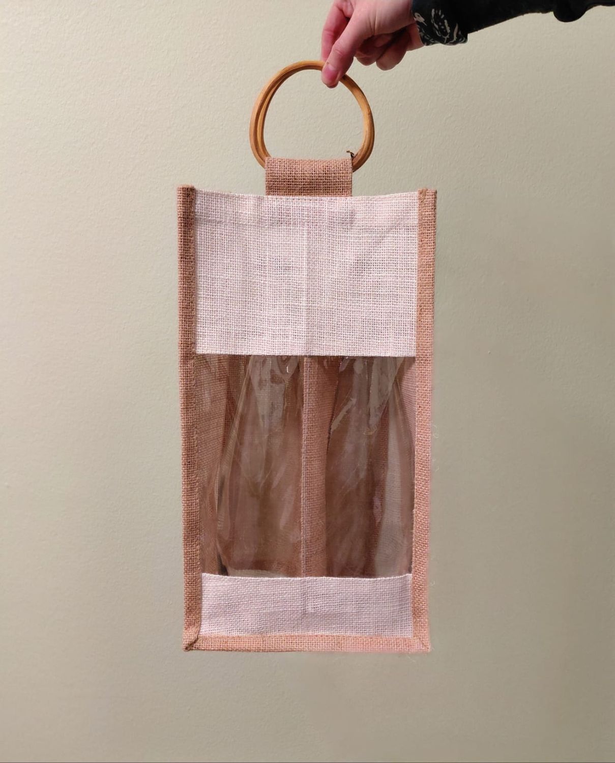 Hessian 2 Wine Bottle Bag Window 20 x 36 x 10cm WB306B - Online Store ...