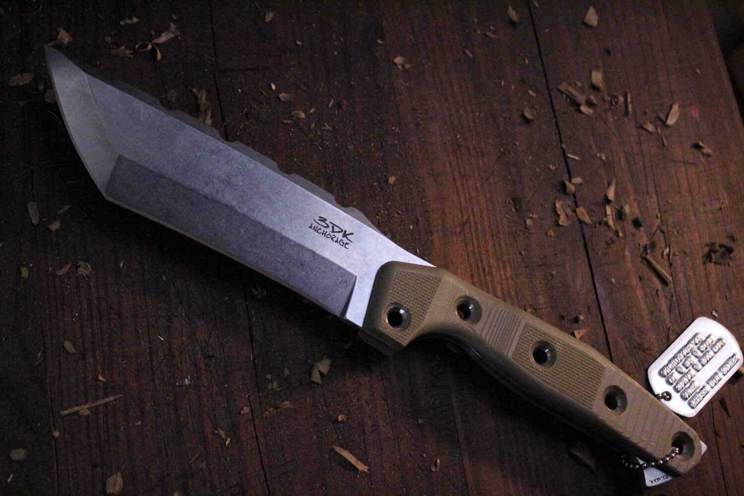 3DK Amuk 6" Fixed Tanto Point/ Elmax Blade / Desert Tan G10 Scales