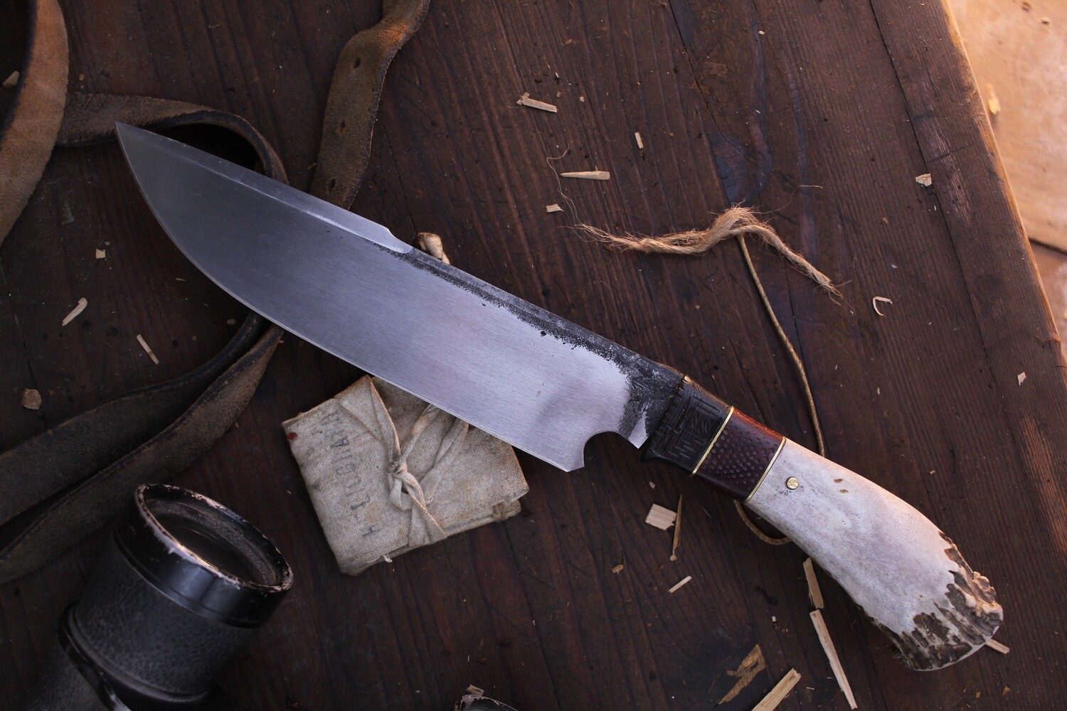 Barrett Knives HUNTER 8.25” Fixed Blade / Stag Horn & Wenge Carved ...