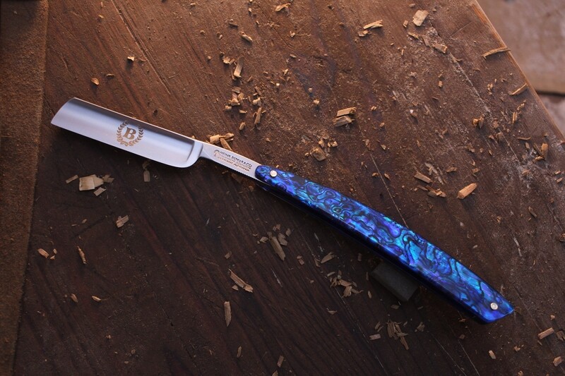 Boker Blue Shell 5/8" French Point Straight Razor / Blue Paua Shell ...