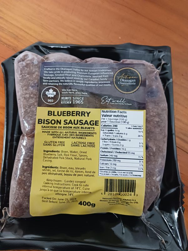Helmut's - Blueberry Bison Sausage - 400 g