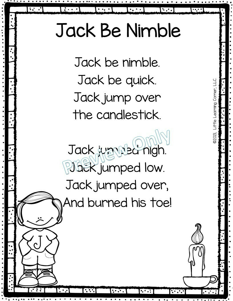 Jack Be Nimble Nursery Rhyme Coloring Pages