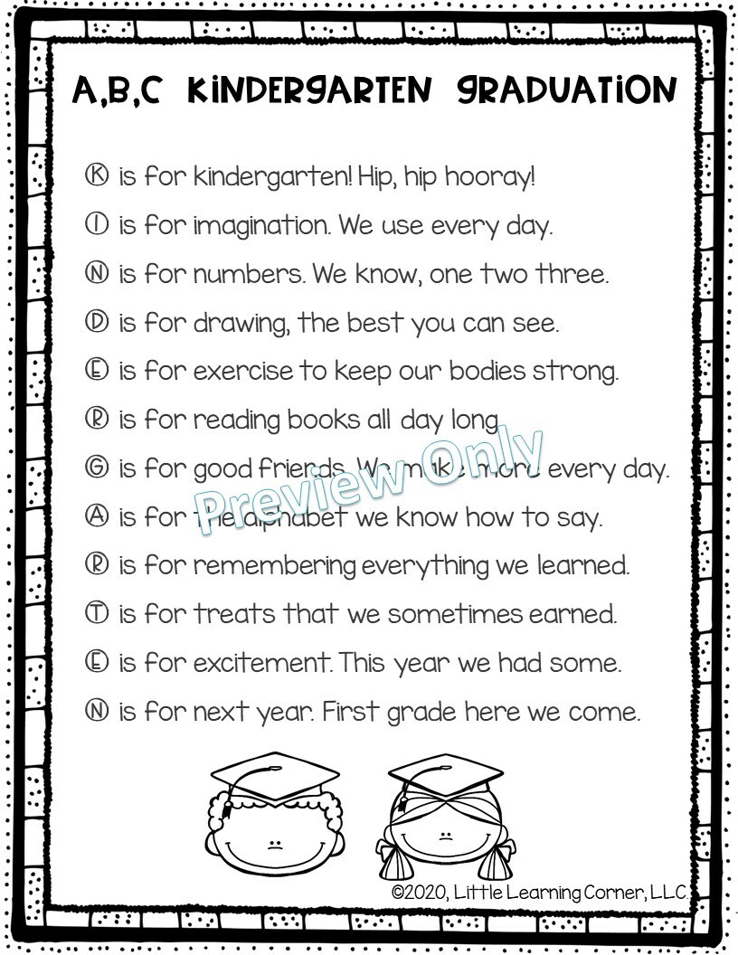Kindergarten Goodbye Poem