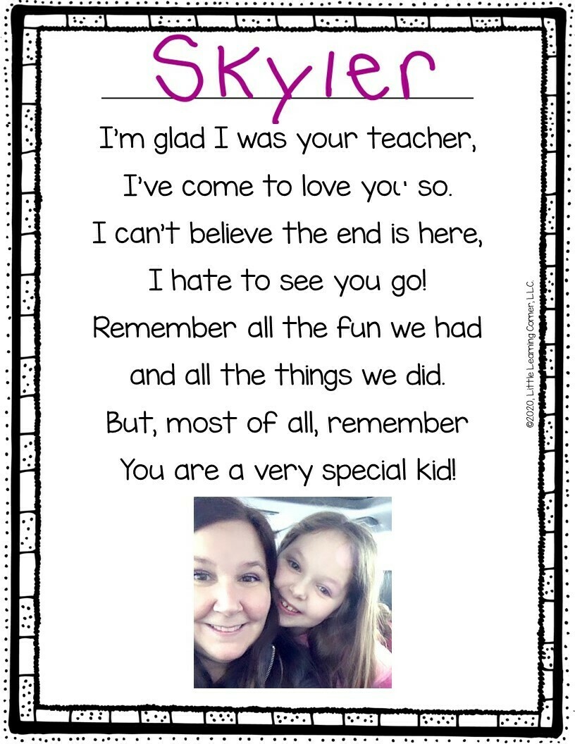 End Of Year Poem For Teacher
