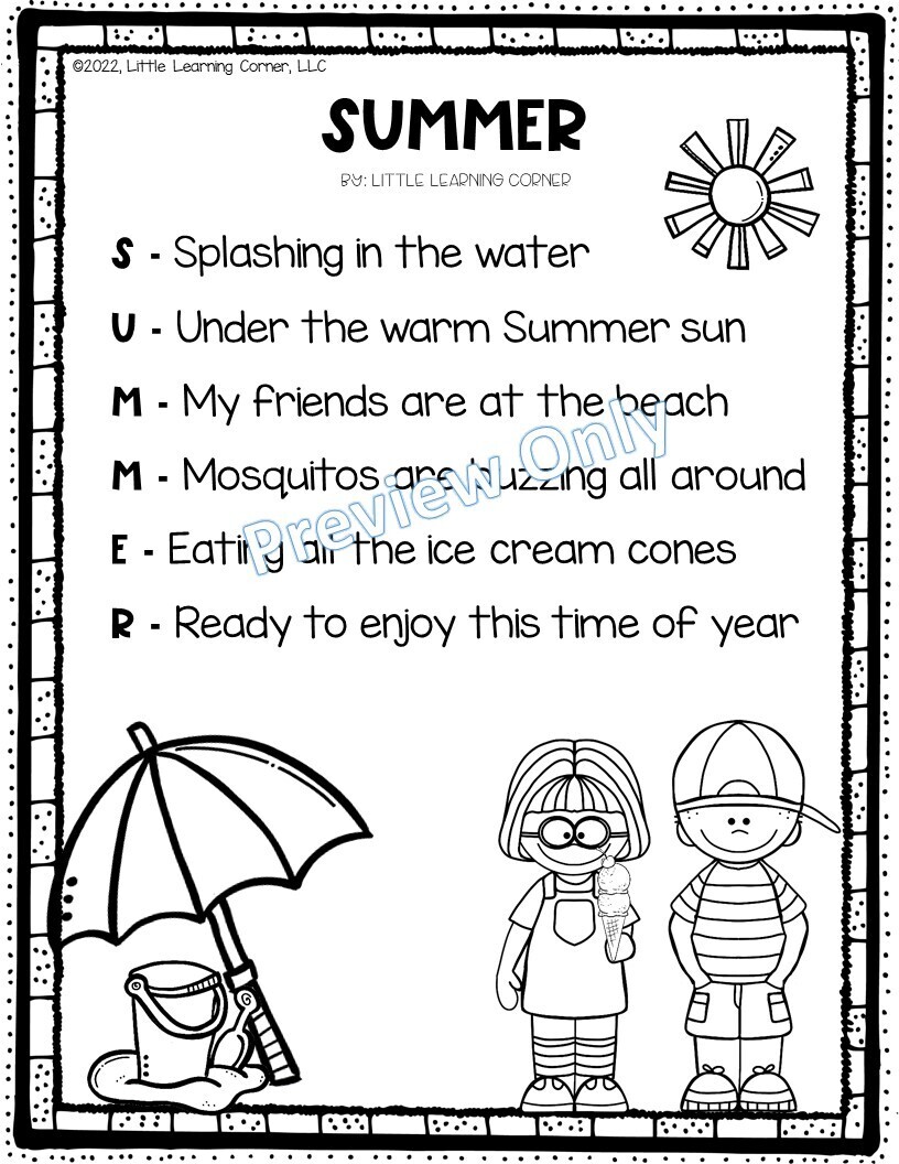 Acrostic Poem Examples Summer