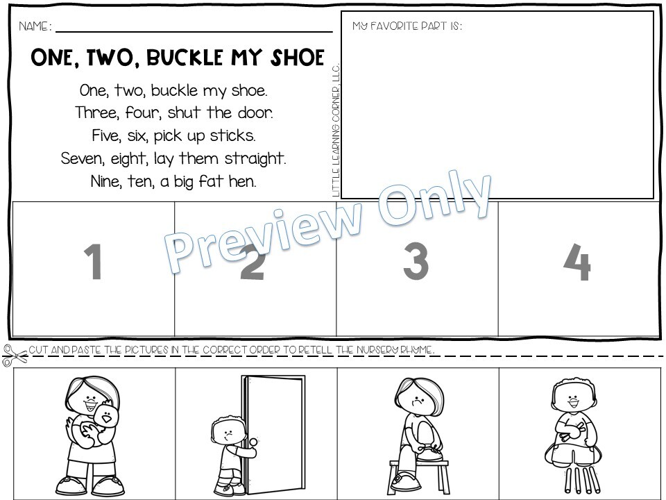 One Two Buckle My Shoe Printable
