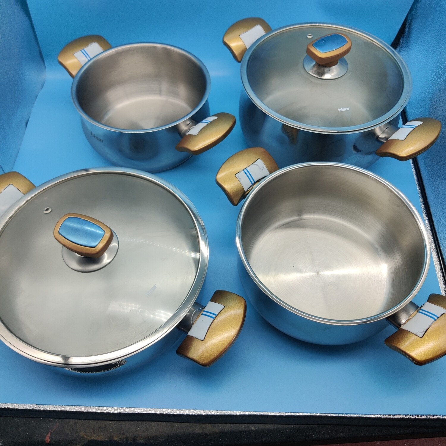 HISAR Atlantis 8 Pieces Gold Pot Set Cookware Set