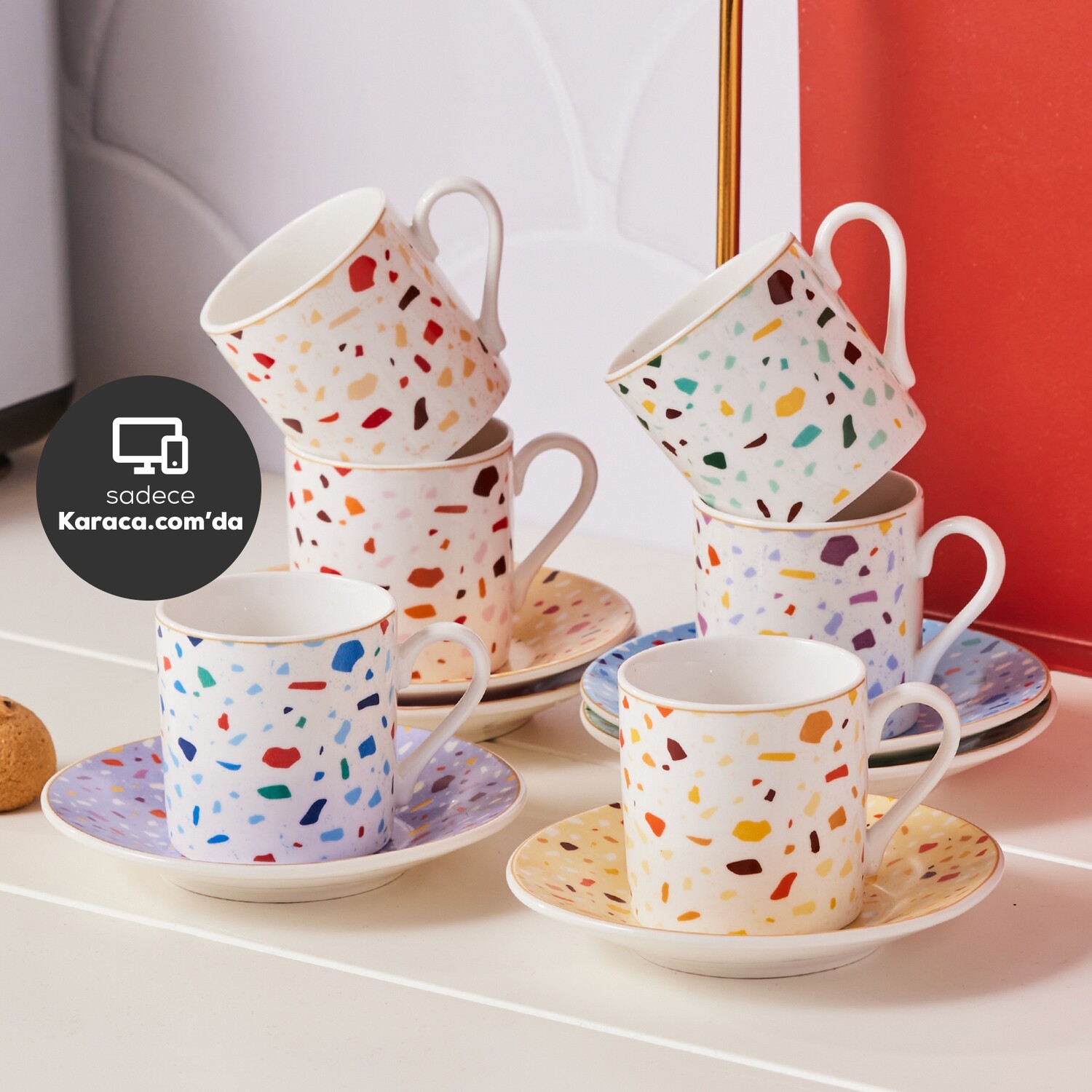 KARACA Terrazzo 6 Person Kahve Fincani - Turkish Coffee Set